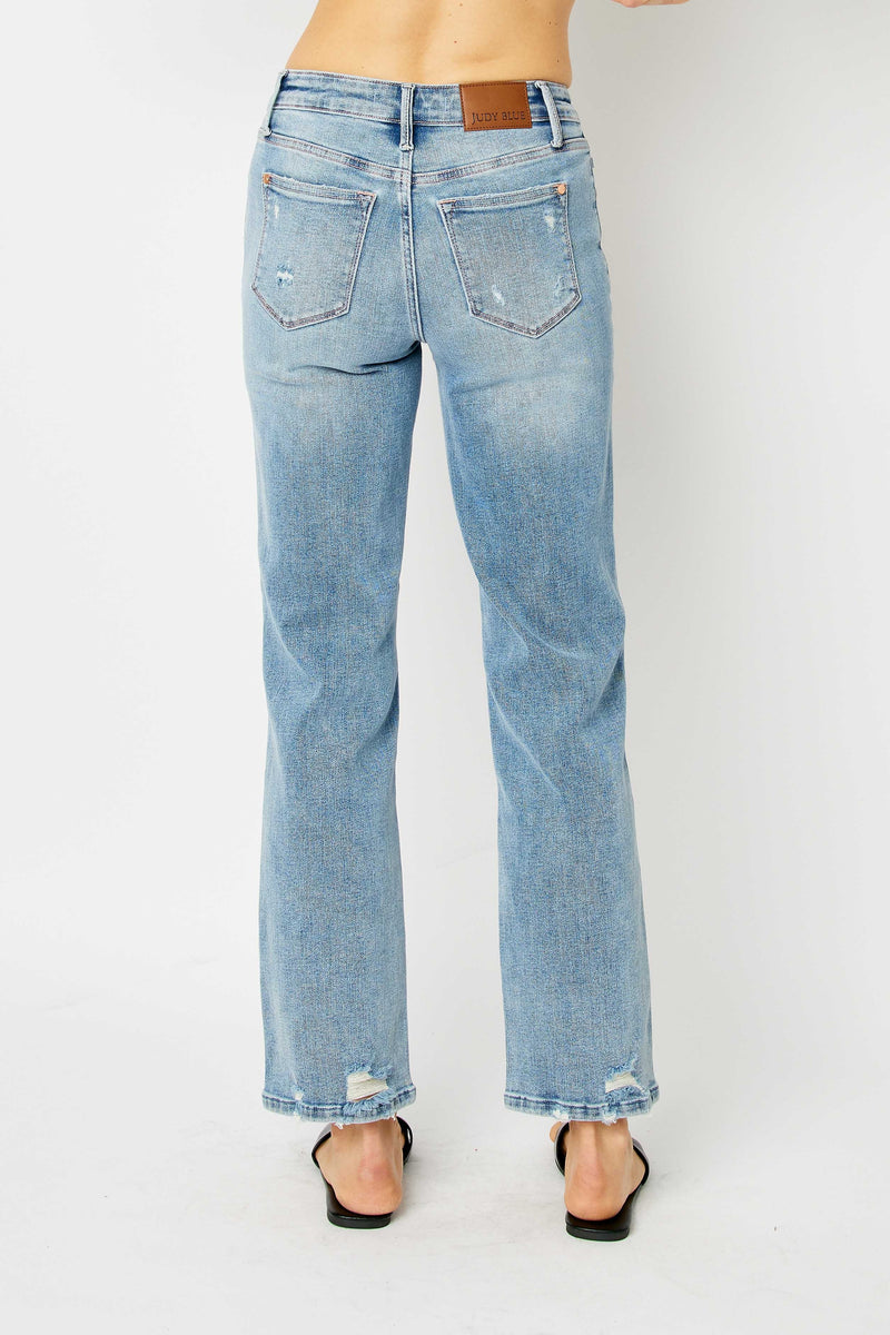 Destroyed Straight Leg Jeans – THEKLOSETKOUTURE.COM