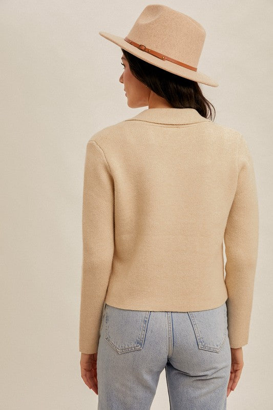 Double Breasted Crop Sweater Jacket – THEKLOSETKOUTURE.COM