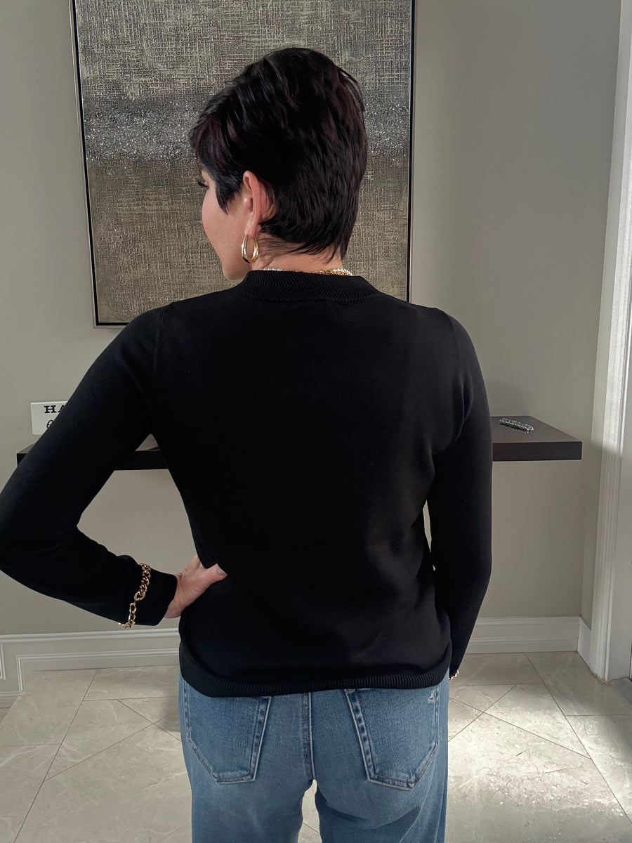 Peace Of Cloth Black Crewneck With Chain – THEKLOSETKOUTURE.COM