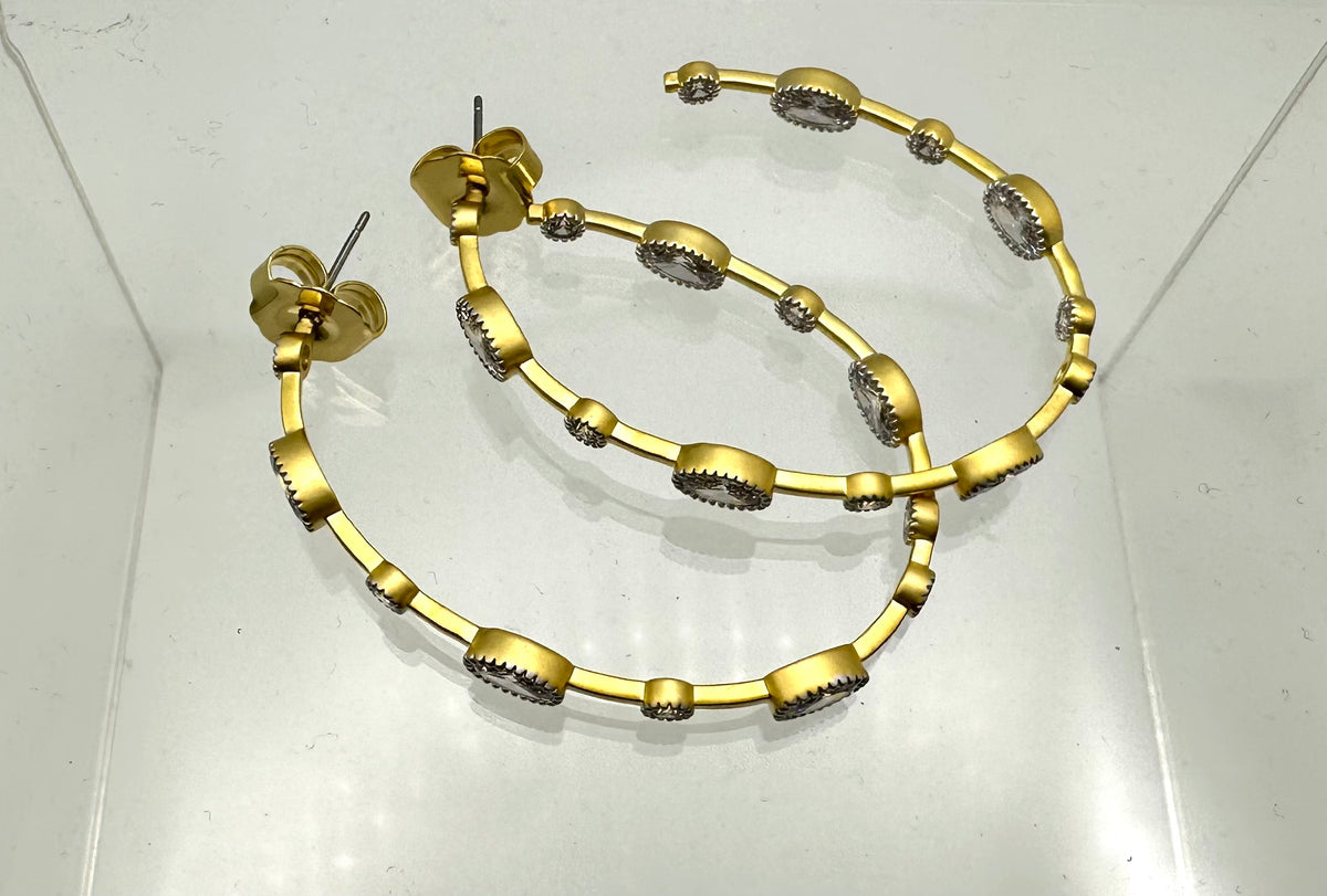Matte Gold Oval CZ Hoops – THEKLOSETKOUTURE.COM