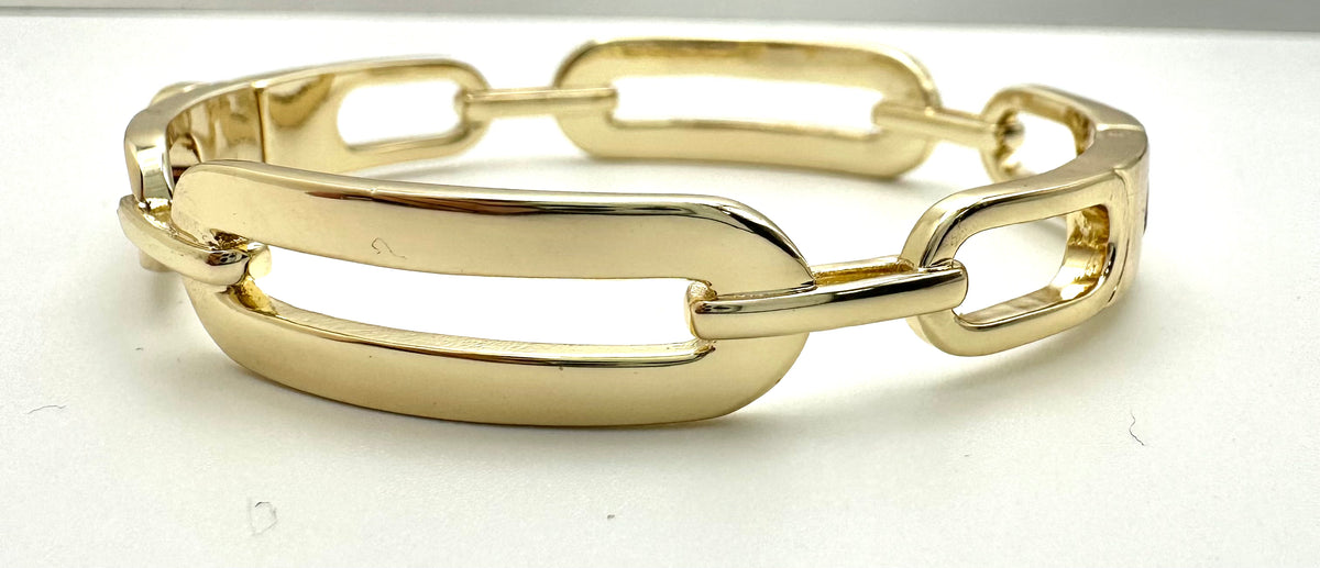 Gold Link Bangle with Push Closure – THEKLOSETKOUTURE.COM