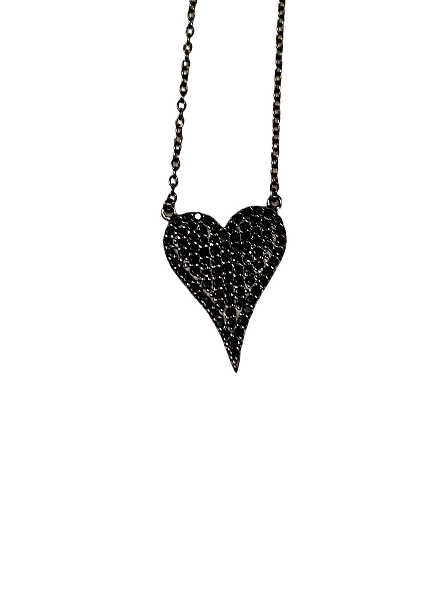 Black Diamond look Heart Necklace – THEKLOSETKOUTURE.COM